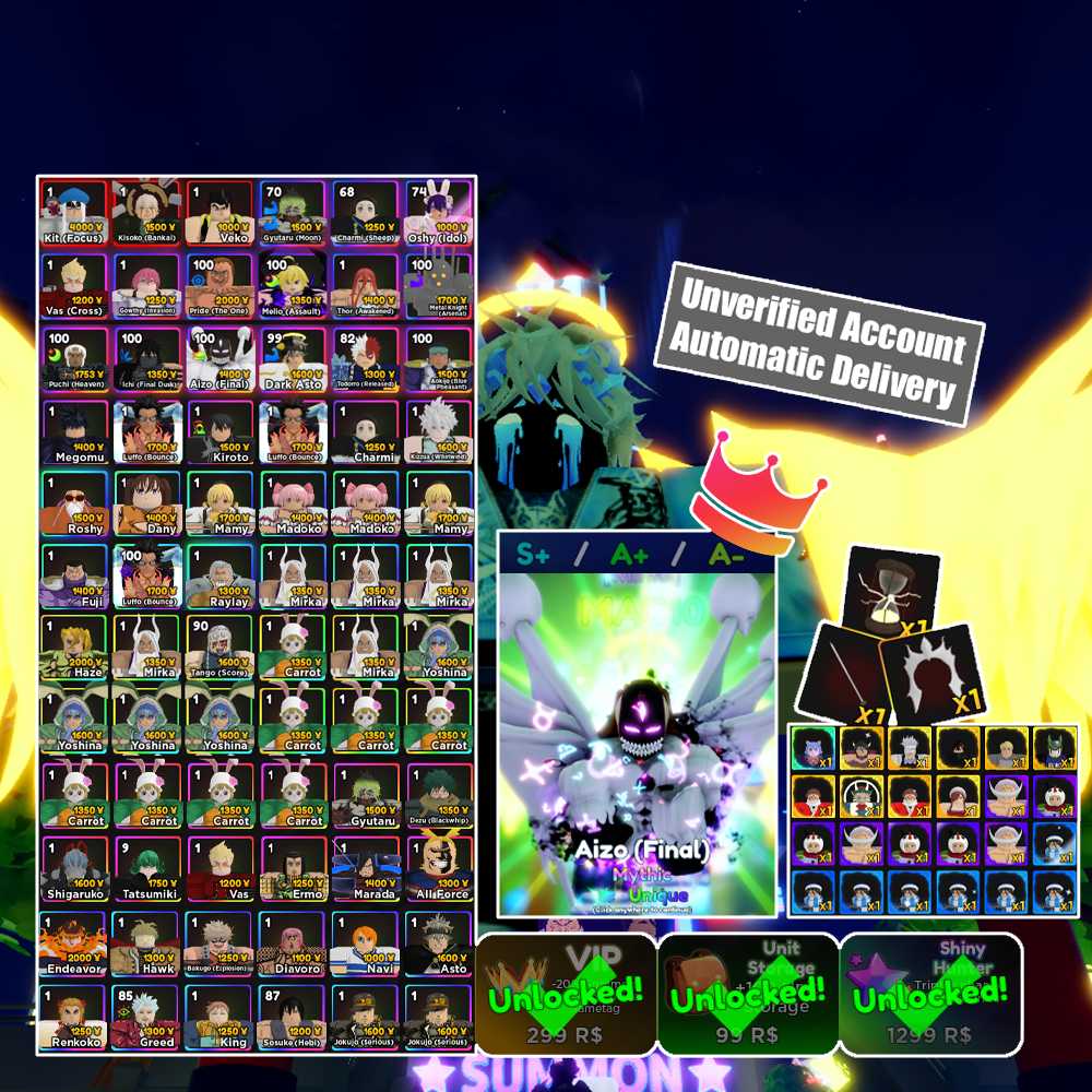 Aizo UNIQUE!!!|️ Anime Adventures ️| 3 Secret | 69 Mythic Units ...