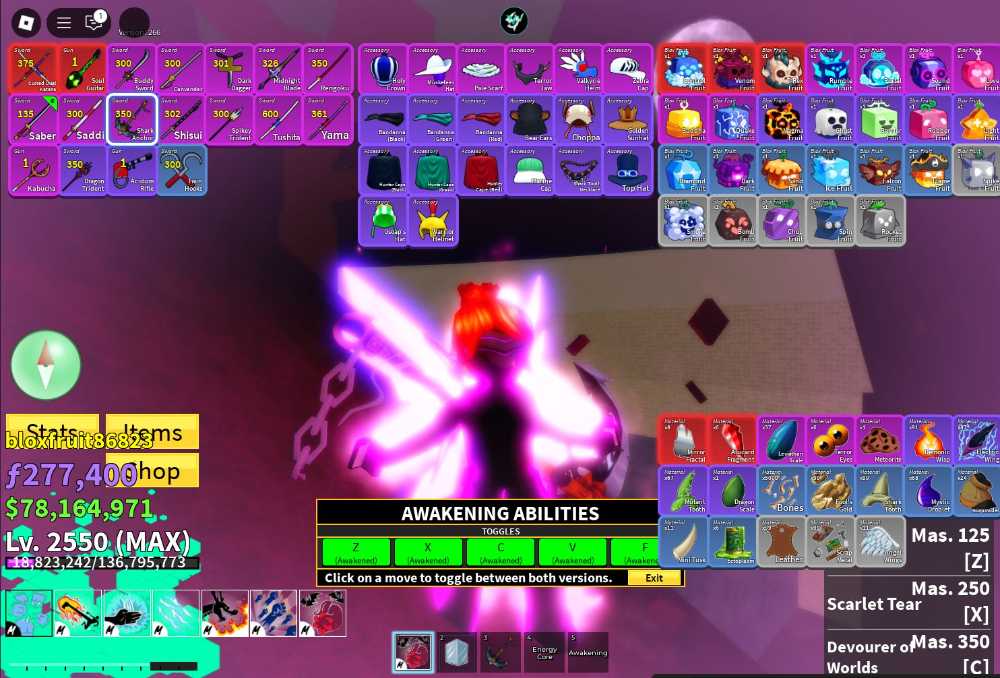 Blox Fruit Lv:2550 Max.Ice AwakenCyborg V4 Tier 10 Max.Sunguine+Shark ...