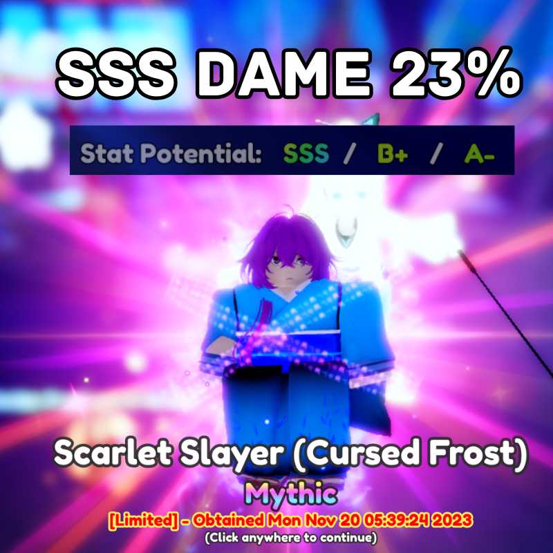 A421Scarlet Slayer Evo SSS Dame 23% - Anime Adventures - Instant Delivery