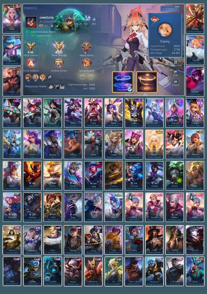 262 Skins Highest 110 Stars | Fanny Aspirant | Legend Lunox | Collector ...
