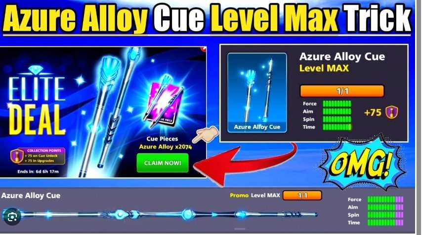 AZURE ALLOY CUE MAX IN YOUR ACCOUNT + BONUS CASH AND VIP POINTS (READ ...