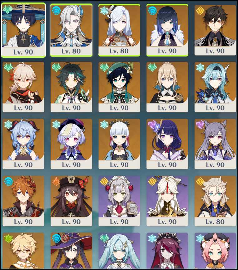 NA Wanderer Neuvillette Shenhe SIG Yelan Zhong SIG Kazuha Xiao SIG ...