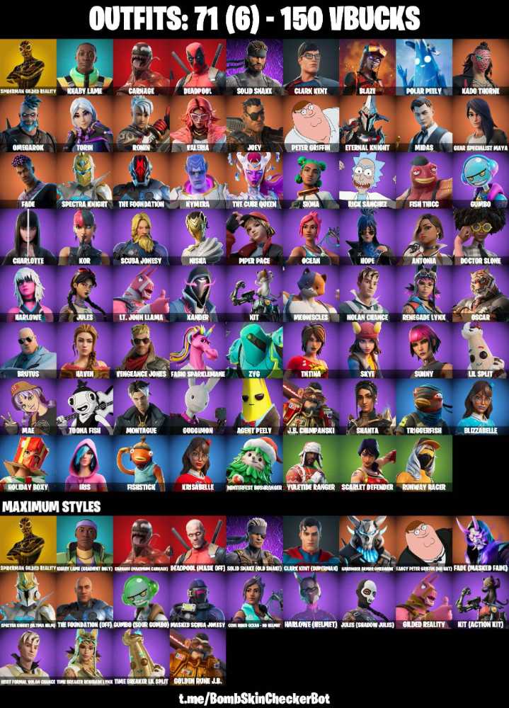 71 SKINS+GILDED SPIDER-MAN+CLARK KENT(SUPERMAN)+CHARLOTTE+KOR+JULES(MAX ...