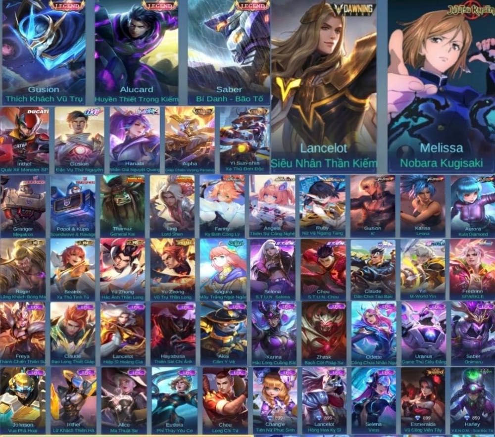 Jungle main, high winrate, 484 skins, Gusion 1111, lance dawning, alpha ...