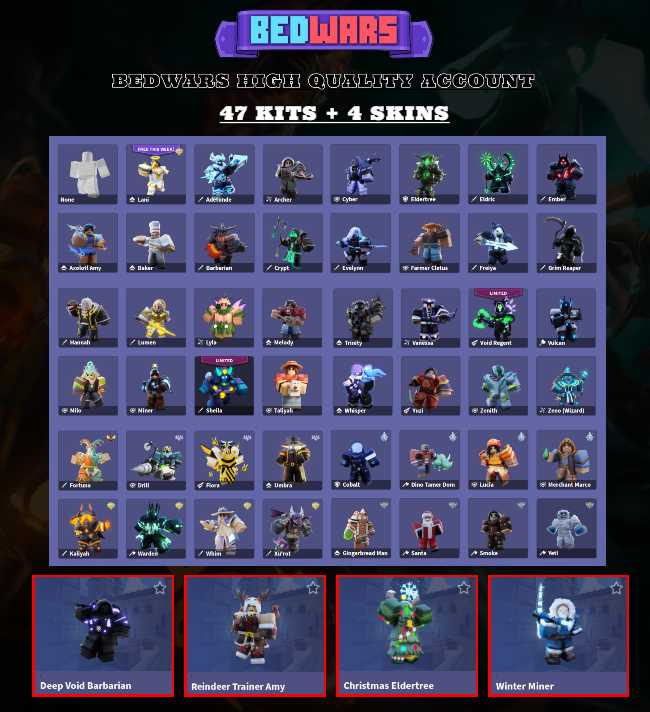 [ BedWars ] Sheila + Void Regent + Flora | 47 Kits + 4 Skins | 793 Wins ...