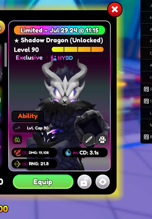 [INSTANT DELIVERY] ALMIGHTY + SHADOW DRAGON KAIJU S A+ S Stats - [ANIME ...