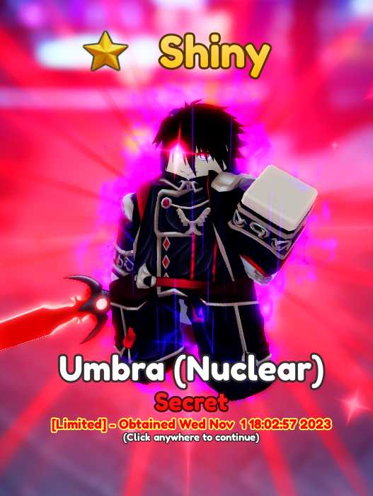 Shiny Umbra (Nuclear)EVO SS A A+ Stats - Anime Adventure Roblox