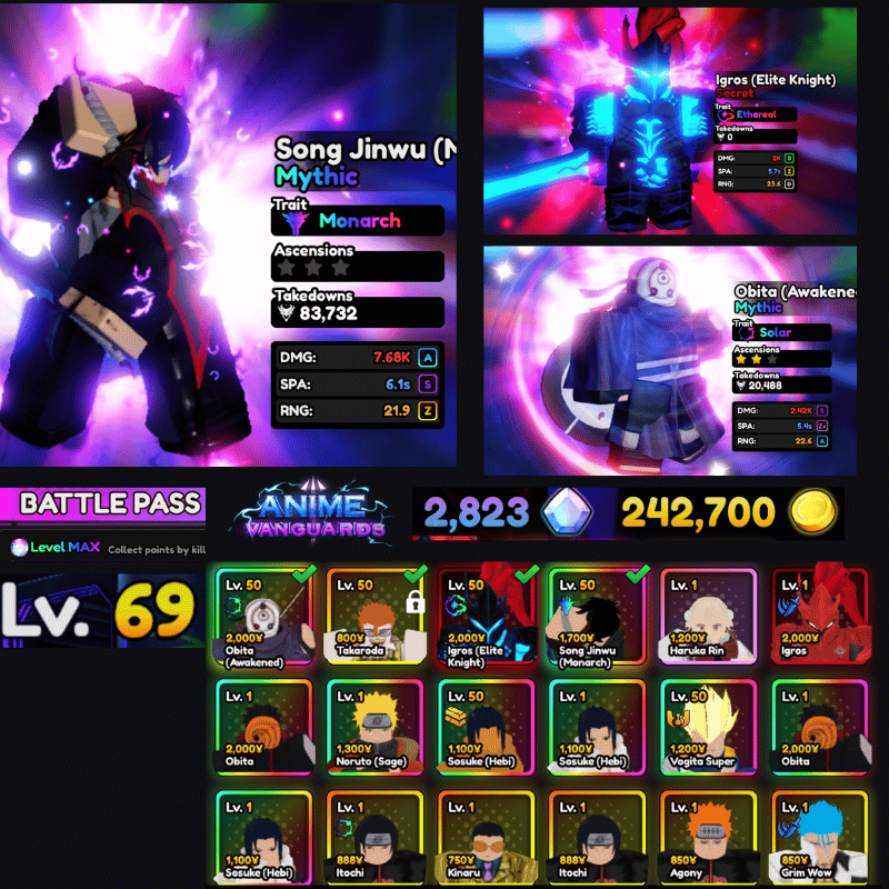 ID380 Song Jinwu Monarch Evo, Igris Ethereal Evo,Obita Solar ⭐⭐ Anime ...