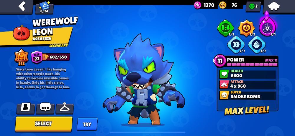 WOLF LEON WITH + 150 GEMS AND 4 Legendary 17K TROPHIES 66/80 BRAWLS ...