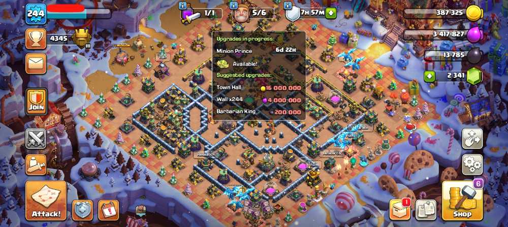 #512-ALMOST MAX TH 14-BUILD 6-Lvl 244-King 78-Queen 80-Minion Prince 56 ...