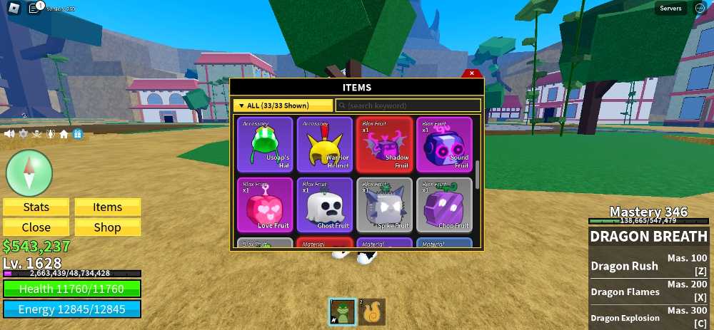 Blox Fruits 1628 lvl Dragon Breath Flame Shadow Fruit Sound Fruit Love ...