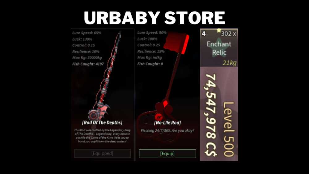 [Fisch] LEVEL 500 / NO-LIFE-ROD / 74M MONEY / 300 ENCHANT RELIC (read description)