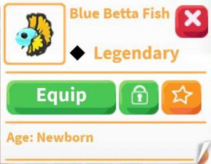 Blue Betta fish Legendary Pet ⭐️ adopt me