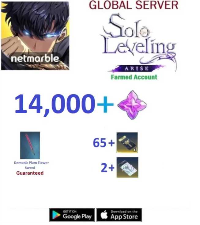 (Global Server) 14.000 + Gems - 65+ Tickets + Demonic Plum Flower Sword ...