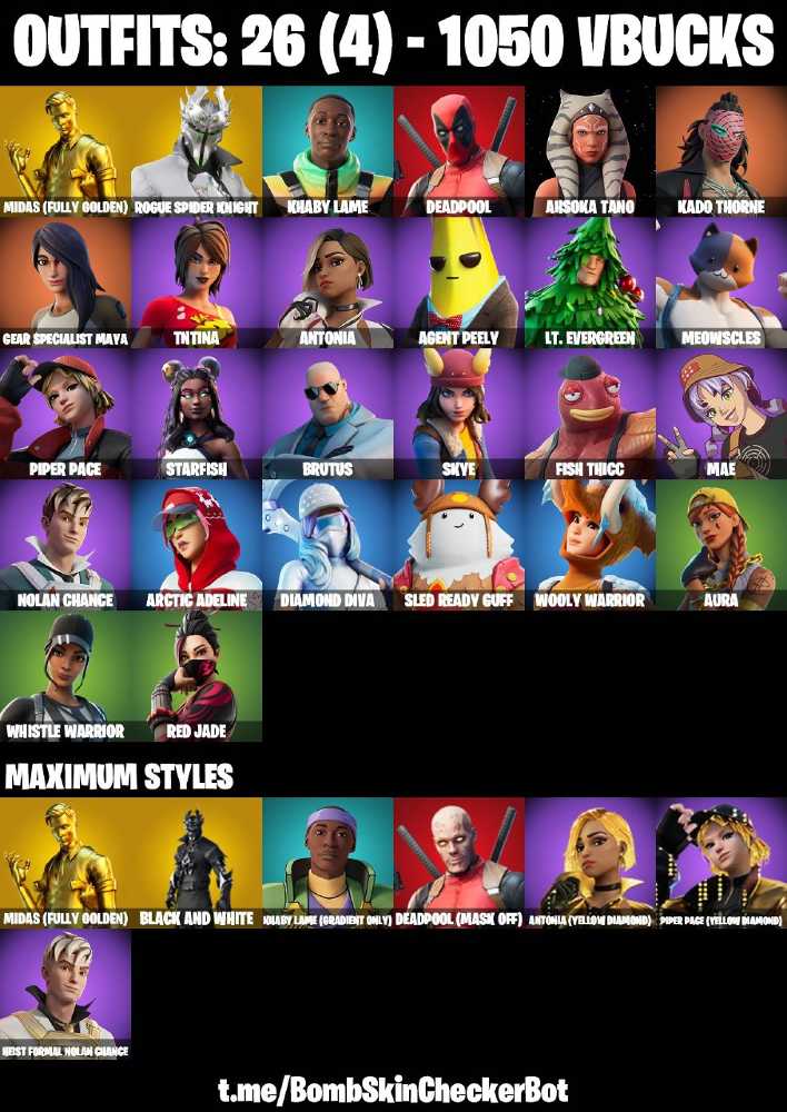 26 SKINS - ROGUE SPIDER KNIGHT - MIDAS GOLDEN - AHSOKA TANO - KADO ...