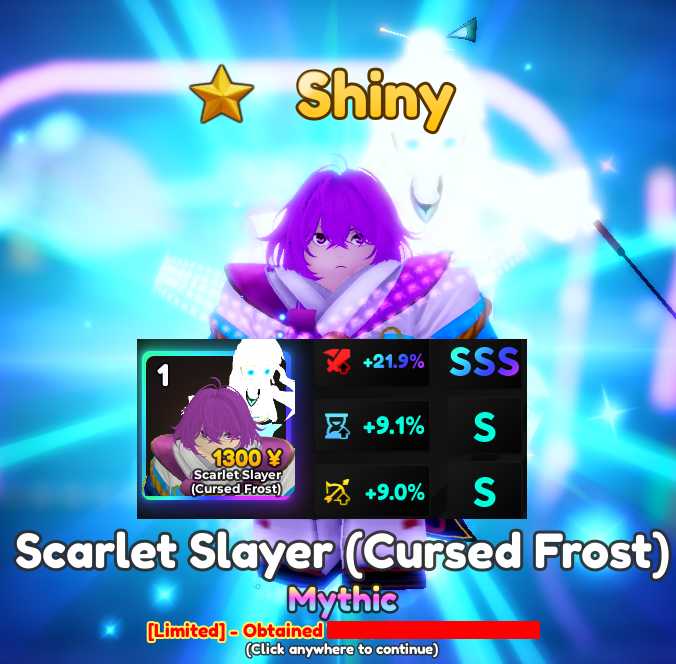 Shiny Scarlet Slayer (Cursed Frost) SSS S S Kyouka EVO - Anime Adventure AA