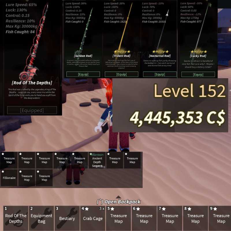 ID18Fisch: Level 152 - 4M4 C$ - Rod of the Depths - Sunken Rod ...