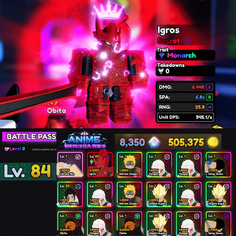 ID703 Igris Monarch 0.1%Anime Vanguards - Full Unverified - Instant ...