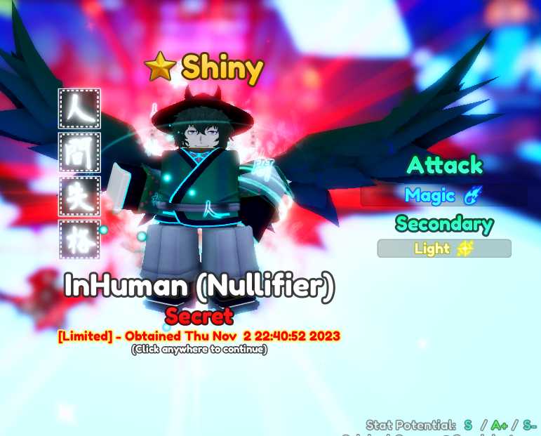 INHUMAN SHINY - S/A+/S- - ANIME ADVENTURES