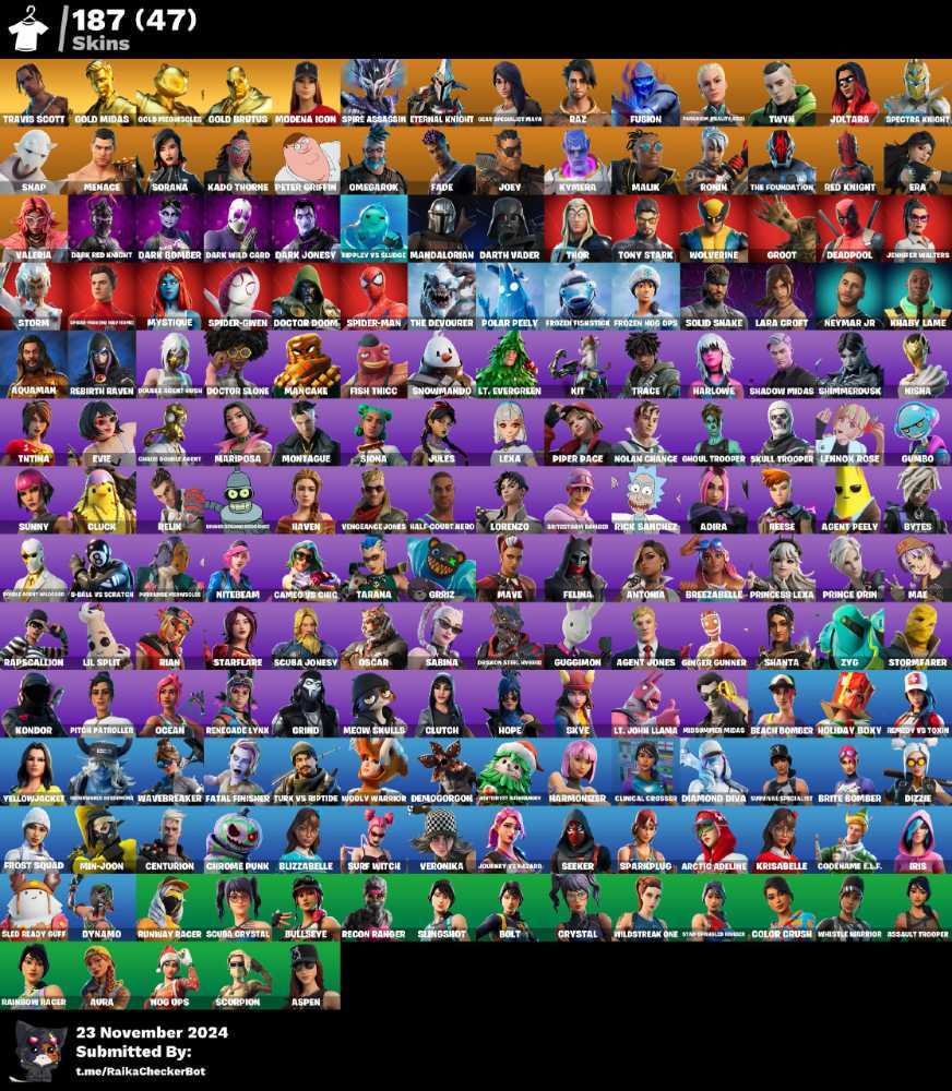 [PC] 187 skins | Travis Scott | Gold Midas | Gold Meowscles | Gold Brutus | Modena Icon | Spire ...