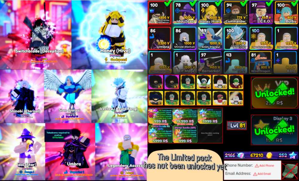 (ID36) Secret Switchblade(Deception) Trait Unique 0.1% Roblox Anime ...