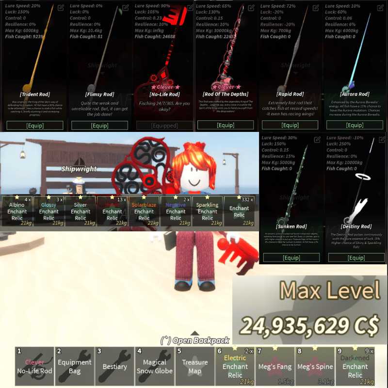SALEID391Fisch: Level 750 Max 24M9 C$ - Relic - No-Life Rod , Rod of ...