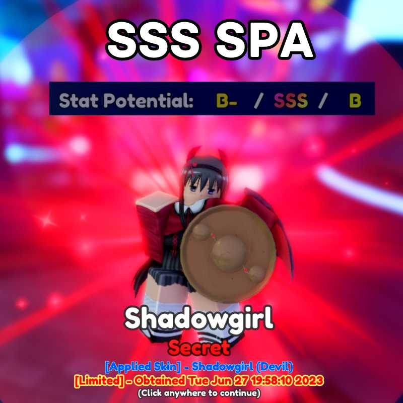 A269Shadowgirl / Homura SSS SPA - Anime Adventures - Instant Delivery
