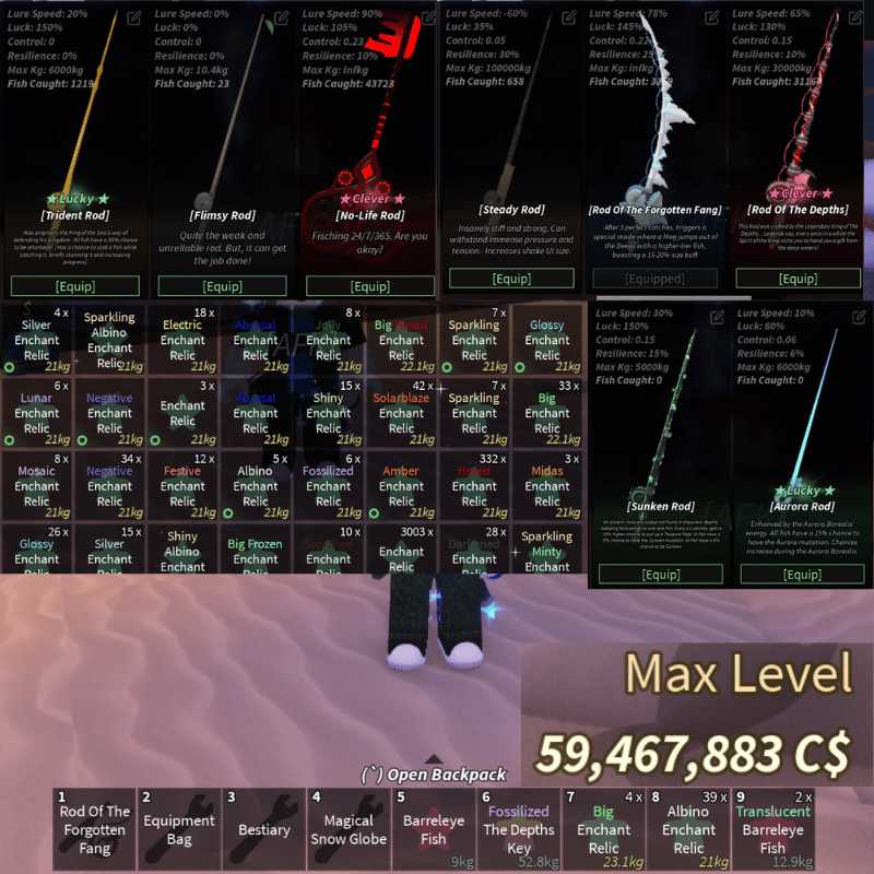 SALEID433Fisch: Level 750 Max 59M C$ - 333x Hexed Relic - Rod of the ...