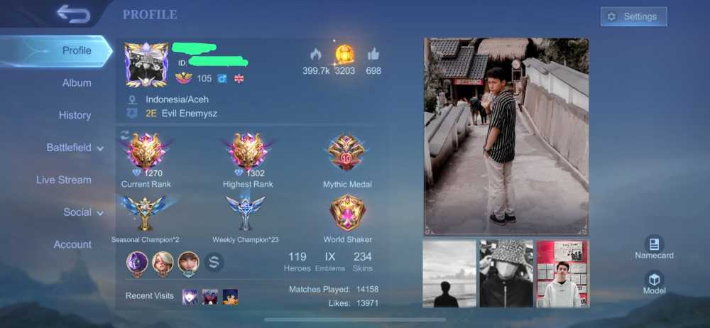 LV 105 [EX 1300 + HIGH WINRATE] - 119 HERO + 234 SKIN [ Valentine ...