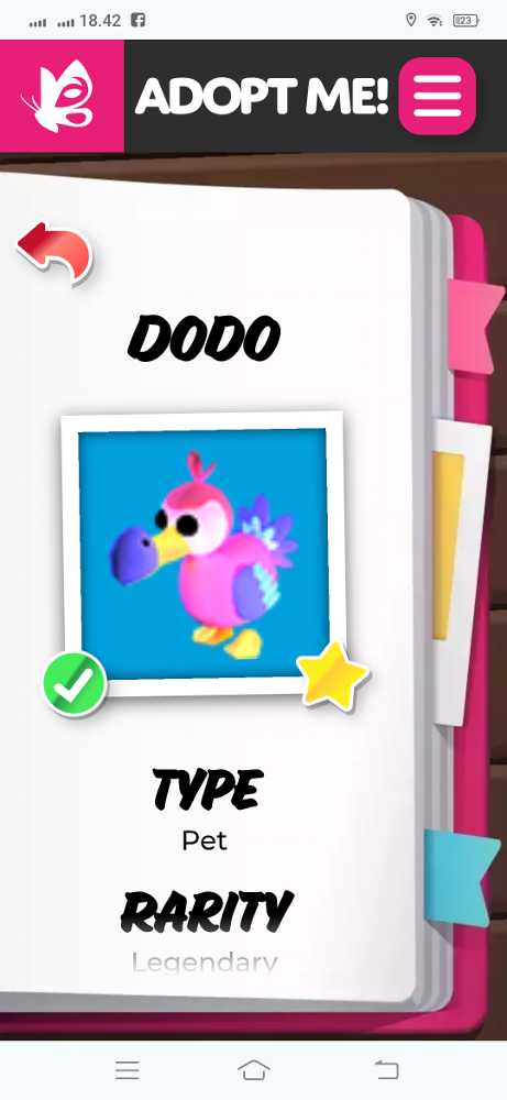 Dodo FR Adopt Me Pets Item Roblox