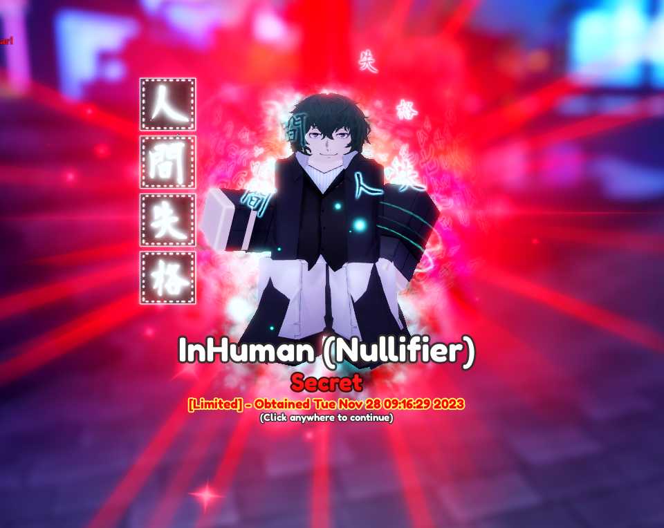Inhuman ( Nulifier ) I Dazai Evo I Anime Adventures