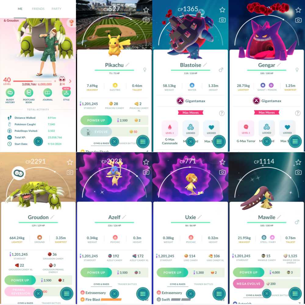 1406 LV40 Coin1000 Seattle T-Mobile Park Pikachu GMax Gengar ...