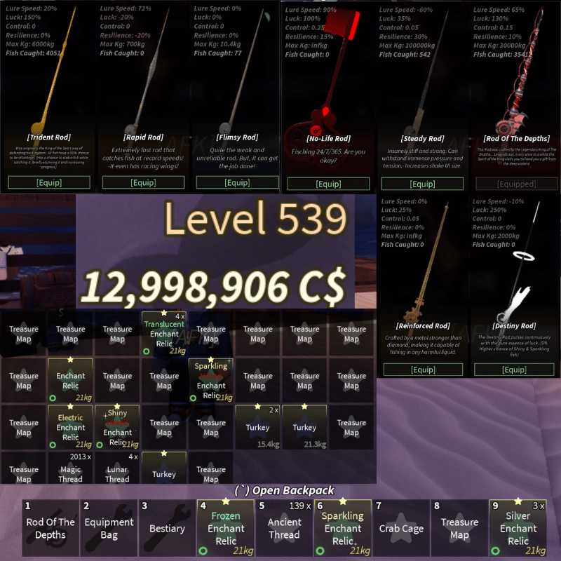 SALEID218Fisch: Level 539 12M9 C$ - No-Life Rod,Rod of the Depths ...