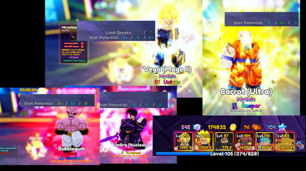 UNIQUE VEGO/ VEGITA S+/S/S+ evo, REAPER CARROT,GOKU S/A+/S evo, HOMURU ...