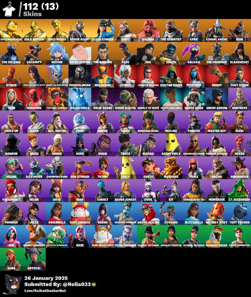 [PC/PSN/XBOX] 112 skins | Gold Meowscles Gold Brutus Gold Midas Rogue ...