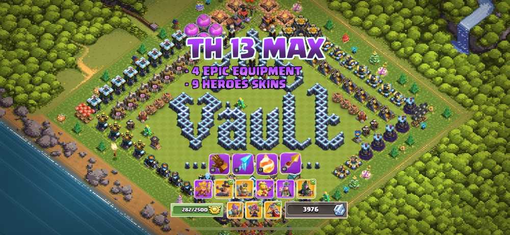 MAX TH 13 - HEROES (75-75-42-50-25) - 4 EPIC EQUIPMENTS - 9 HEROES ...