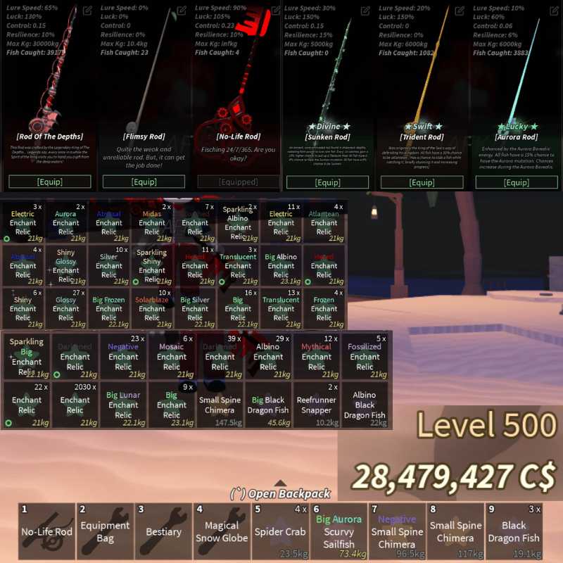 SALEID321Fisch: Level 500 28M C$ - 2000x Relic - No-Life Rod,Rod of the ...