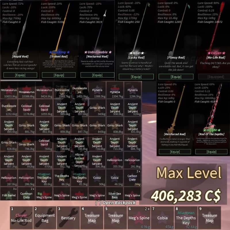 ID135Fisch: Level 750 Max - No-Life Rod , Rod of the Depths,Trident Rod ...