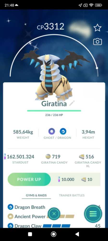 Shiny Giratina Level 40 Unlock 3 Skills Trade 20 000 Or 1m Stardust ...
