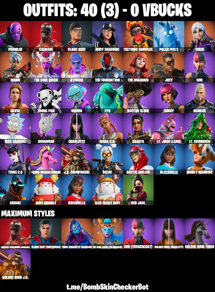 ️PC/PSN/NINTENDO️ 40 Skins ️ Carnage , Rick Sanchez , Clark Kent ...