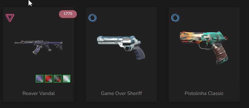 Reaver Vandal Pistolinha ClassicGame Over Sheriff3 SKINS3 AGENTSEU ...