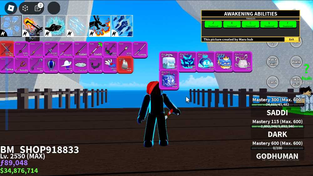 Blox Fruit Account Lv:2550Max | Full Awaken Dark | GodHuman | Cursed ...