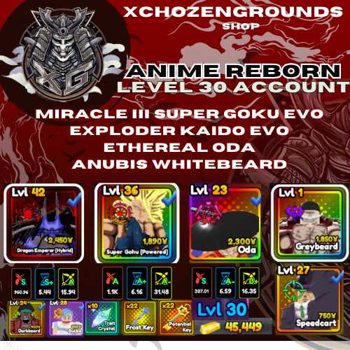 Anime Reborn - BEST Level 30 Account Good For Main! - Evo SuperGoKu ...