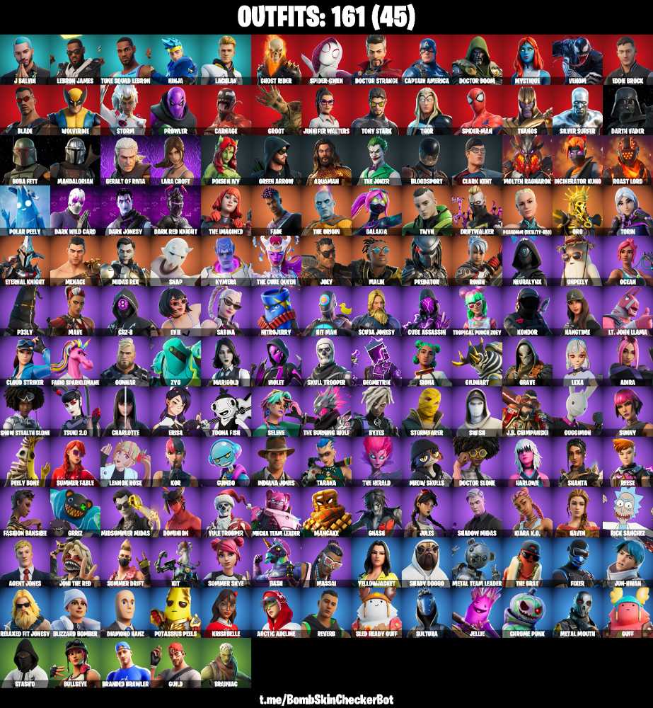 161 skins Reaper, Skull Trooper, Yule Trooper, Midsummer Midas, LeBron ...