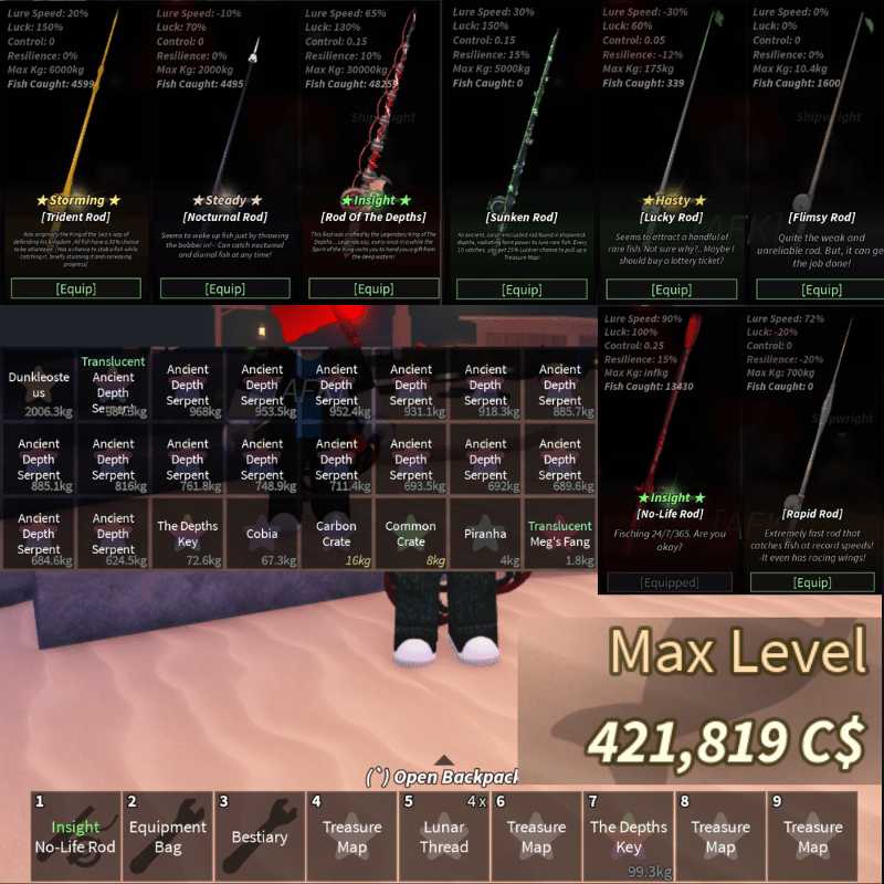 ID129Fisch: Level 750 Max - No-Life Rod , Rod of the Depths,Trident Rod ...