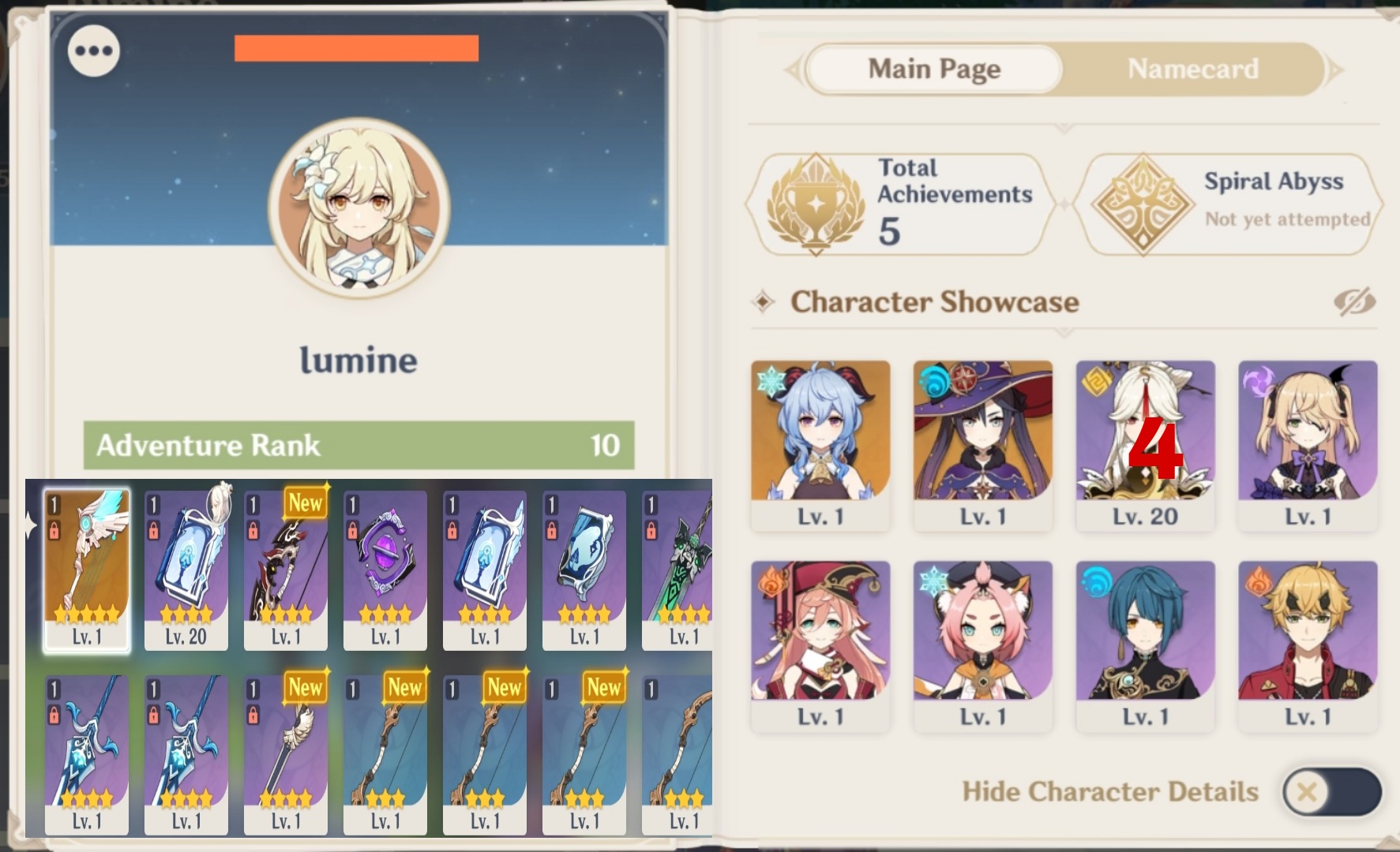 Genshin Impact Starter (Ar10) (Asia) Ganyu + Mona + Skyward Harp + c4 ...