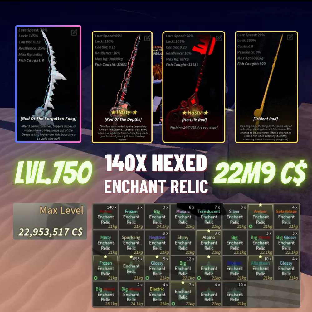 [Fisch] ID58: Level 750 Max 22M9 C$ - Rod Of The Forgotten Fang, Rod of ...