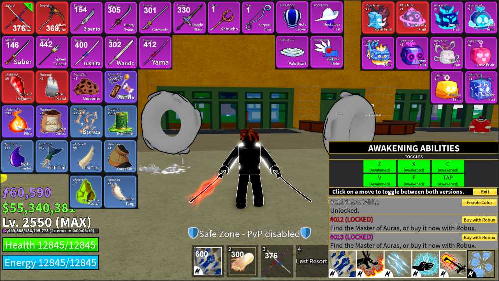 Blox Fruit Account Lv:2550Max | Full Awaken Dough | Dough v2 | GodHuman ...