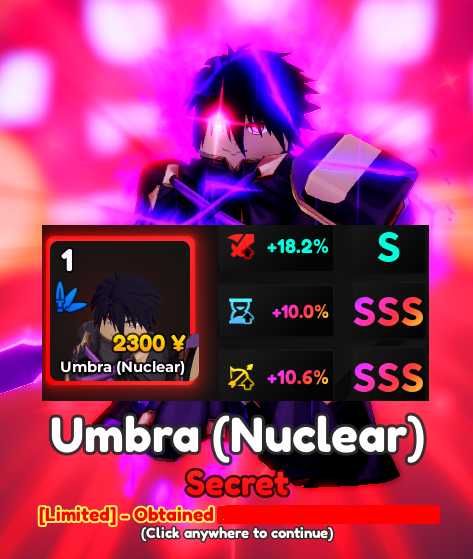 Umbra (Nuclear) S SSS SSS | SSS Stats Cid kagenou Secret EVO - Anime ...