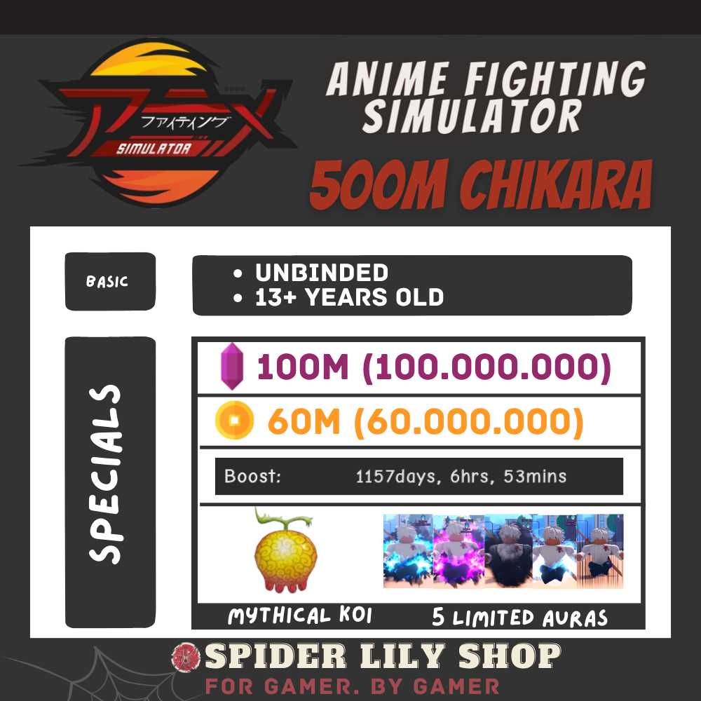Roblox Anime Fighting Simulator (AFS) Account | 100M Chikara | 60M Yen ...